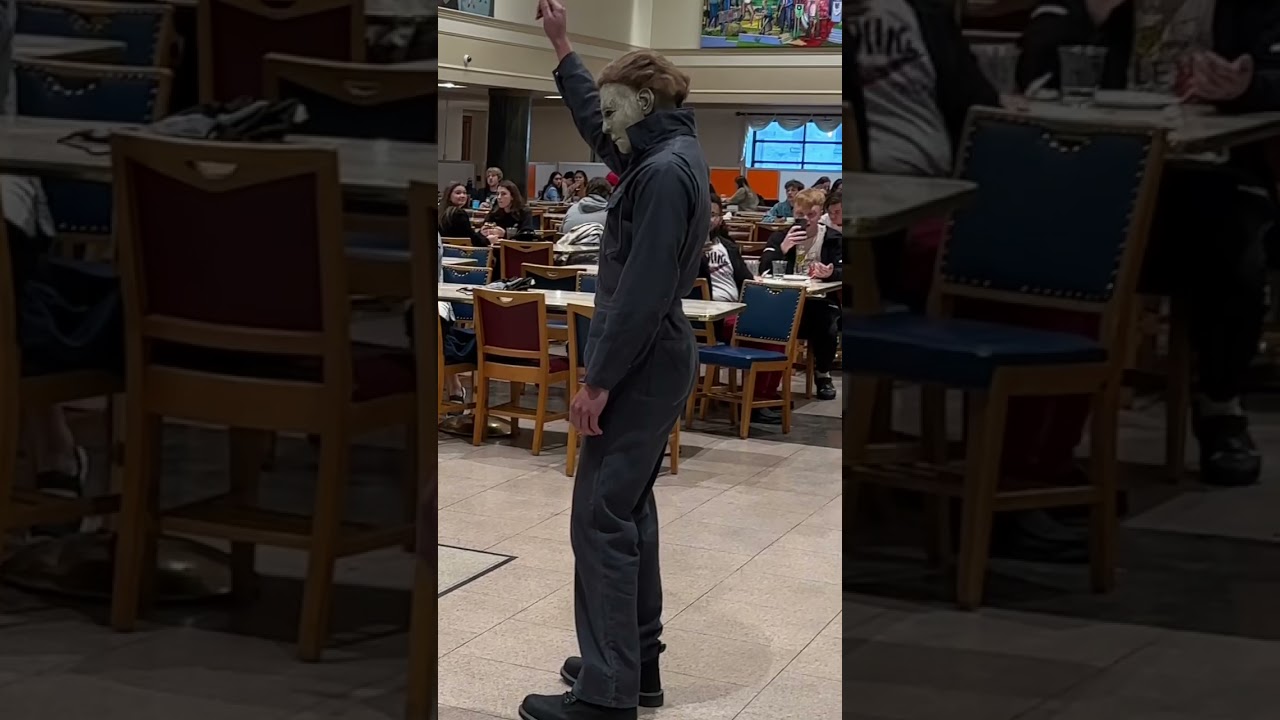 College students amazed by two in Halloween masks in food court 🎃 # ...