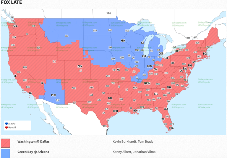 NFL Week 7 television maps: Washington Commanders vs. Dallas Cowboys