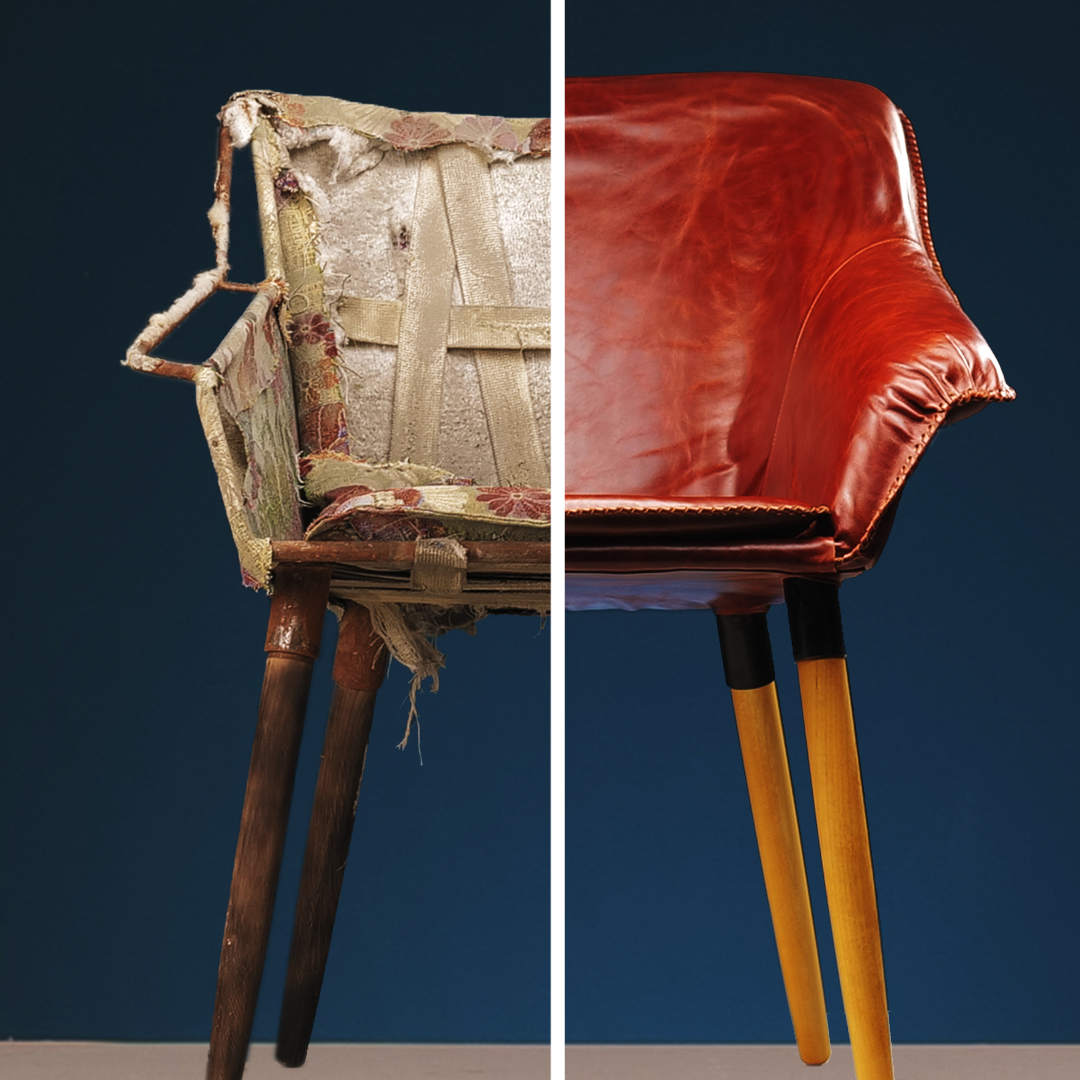Restoration of a damaged chair to an incredible result. We gave new ...