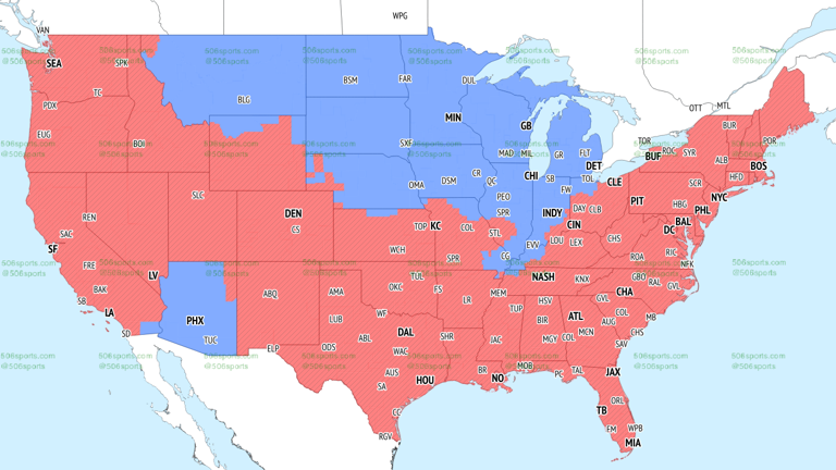 Packers vs. Cardinals Week 7 TV Broadcast Map