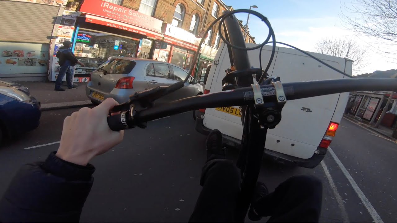 Close call while riding through London traffic