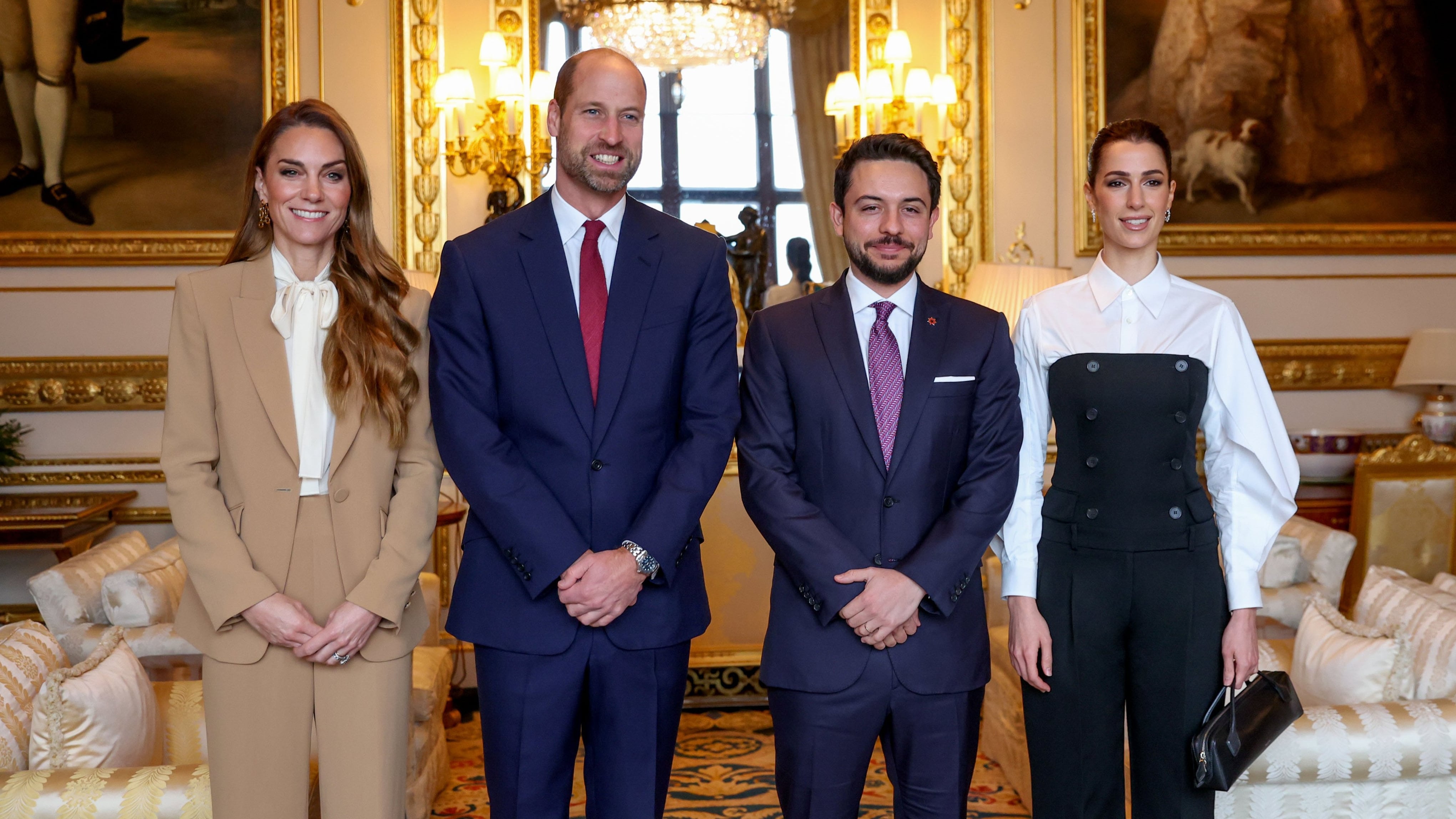 Crown Prince Hussein of Jordan and Princess Rajwa welcomed to Windsor ...