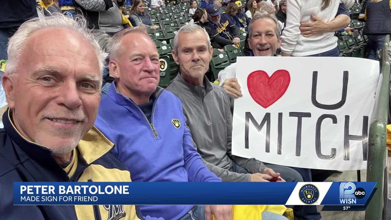 Fan's 'Love U Mitch' sign at Brewers game sends message to friend in coma