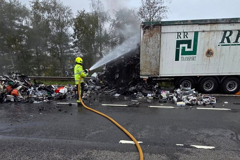 Dramatic M5 photos show extent of lorry fire that caused chaos on Devon ...