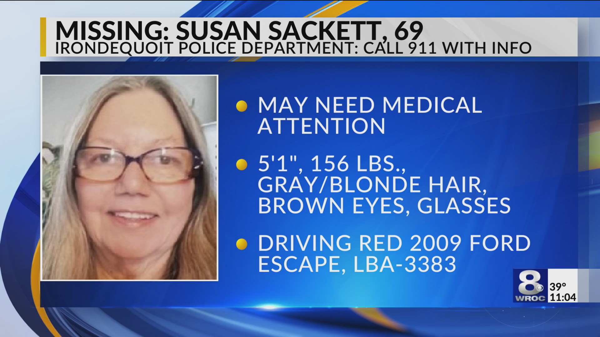 Missing person from Irondequoit: Susan Sackett