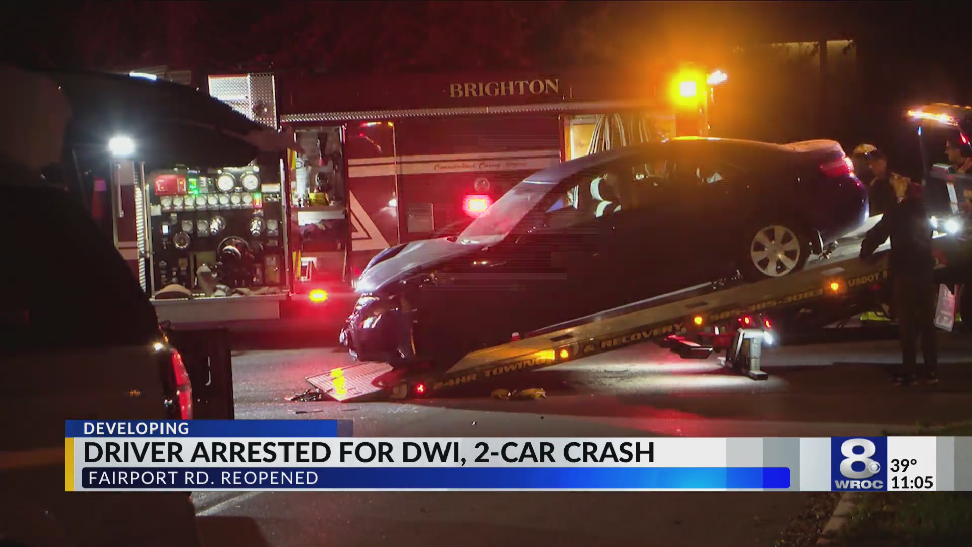 DWI charge after crash on Fairport Road