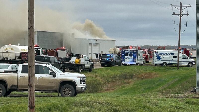 Fire destroys potato warehouse in Hoople