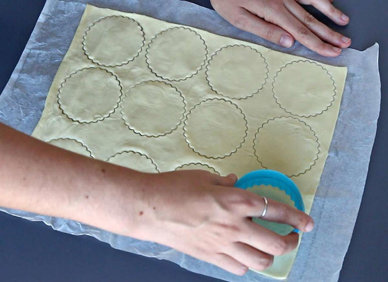 Halloween tarts with mushrooms and garlic-herb cheese