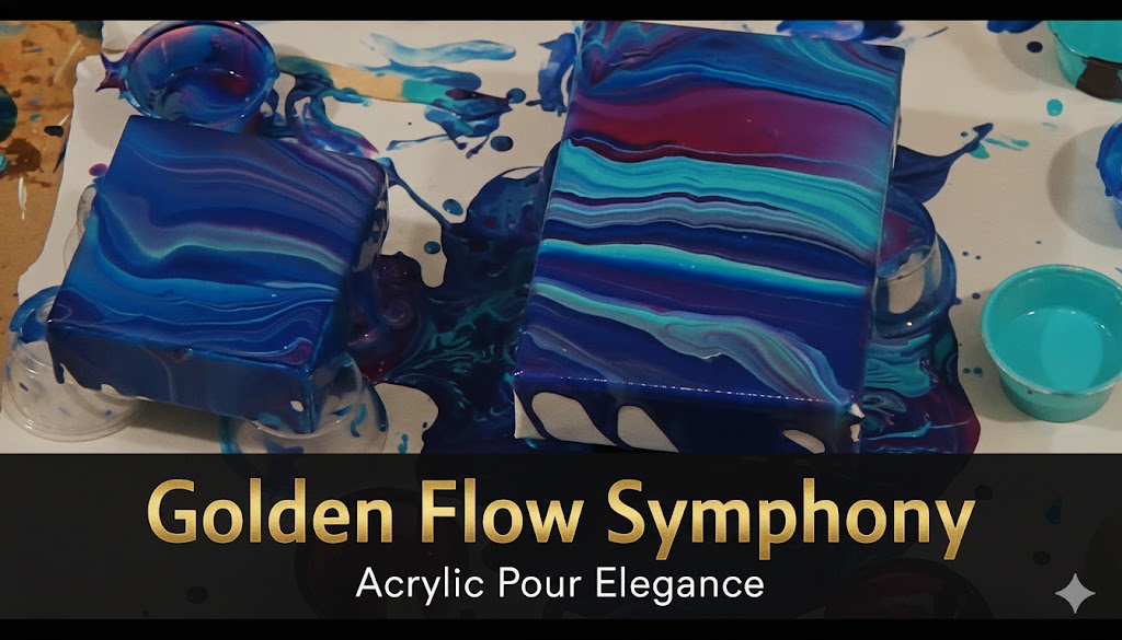 Golden Flow Symphony – Acrylic Pour Elegance