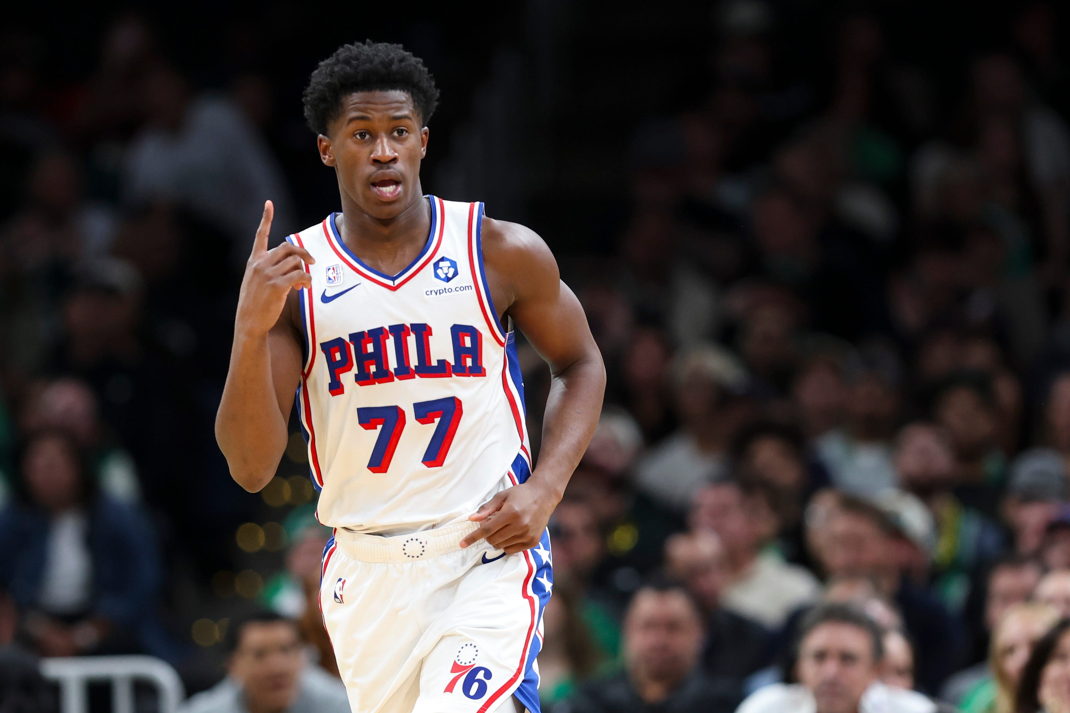 VJ Edgecombe reacts to his historic debut after Sixers upset Celtics