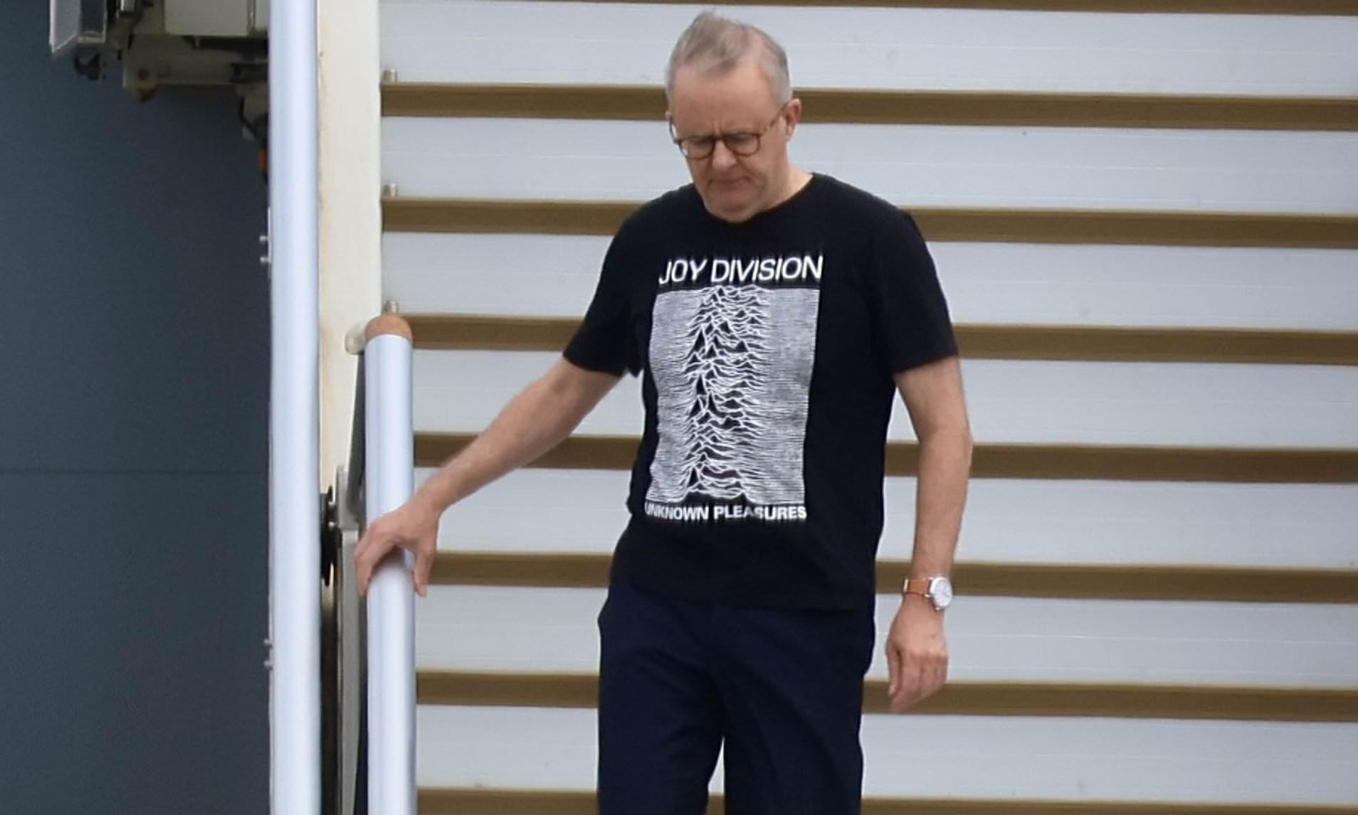 'Incident' outside Albo's house as he returns to Australia