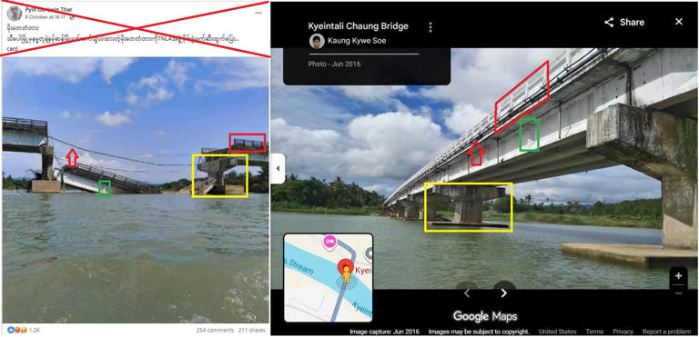 Posts misrepresent old picture as damage from recent Myanmar clashes