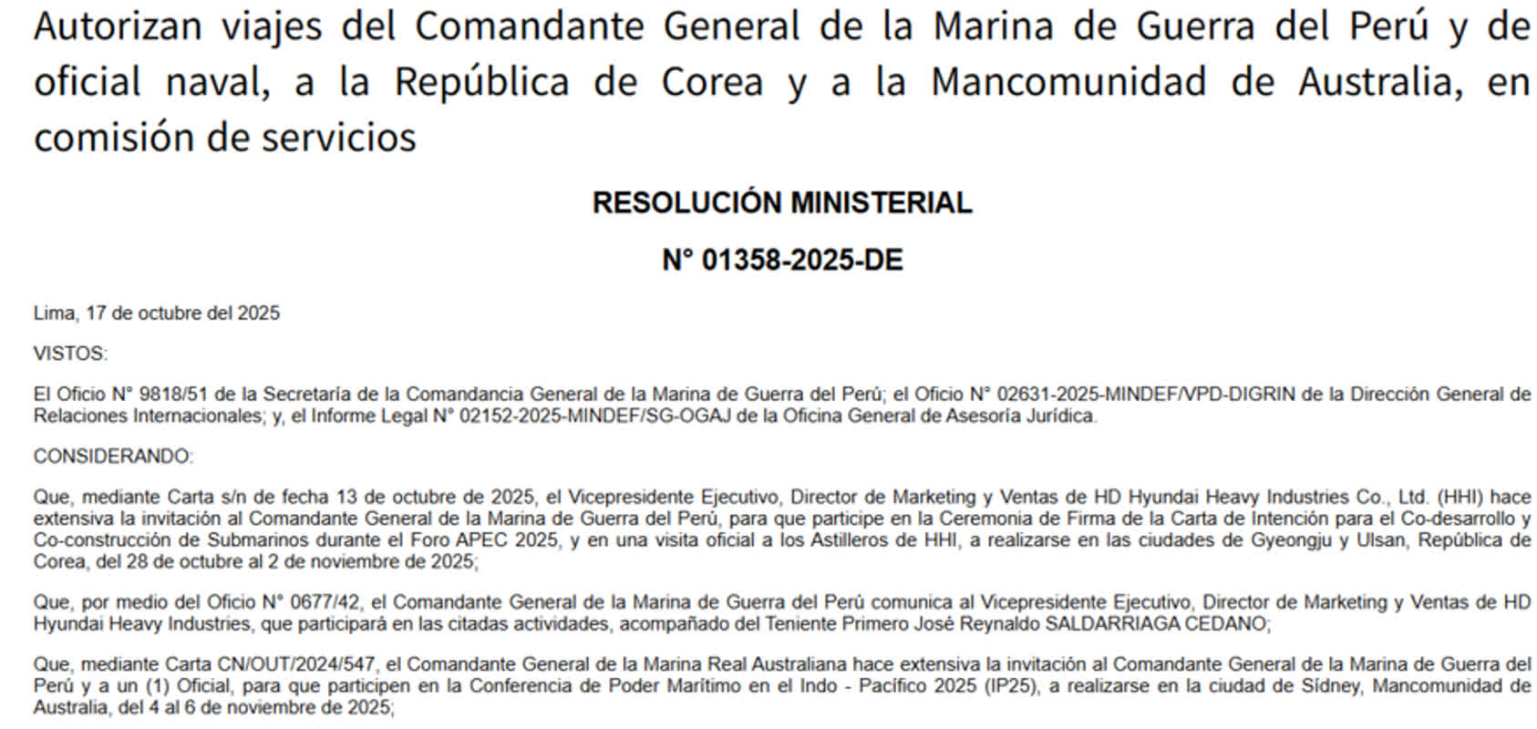 [단독] HD현대중공업, 페루 해군 잠수함 공동생산·개발 APEC서 최종 서명