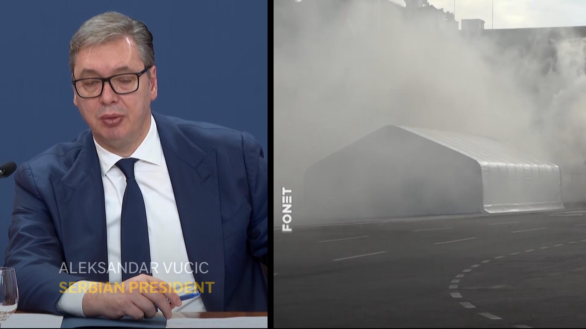 One hurt in fire and reported shooting at camp of Serbian president's ...