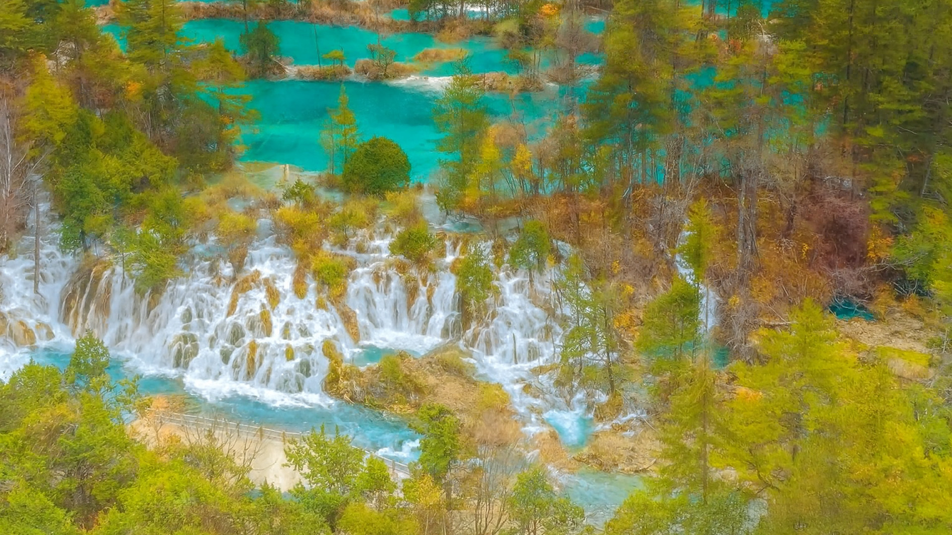 Waterfalls and Lakes in Jiuzhaigou Valley, China in 4K