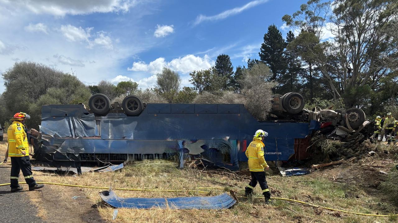 Horse float flips in serious highway crash