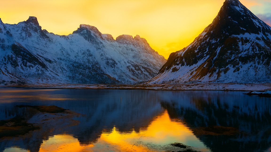 Cinematic Winter Sunset – Calm Arctic Landscape