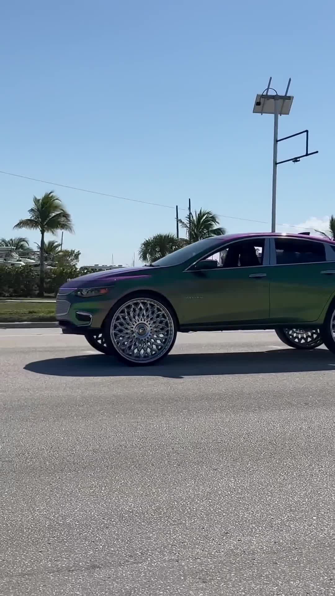 Outrageous Chevy Malibu on 30’s Forgiatos In Traffic
