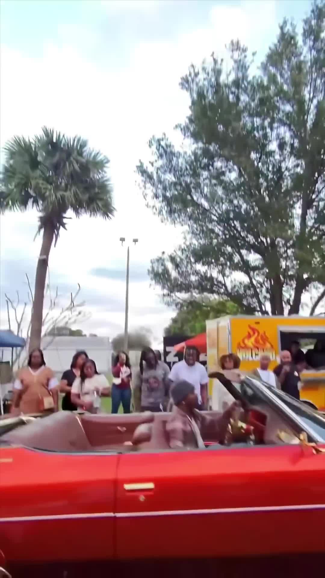 72 Chevy Vert on Gold 28’s Riding thru the Carshow