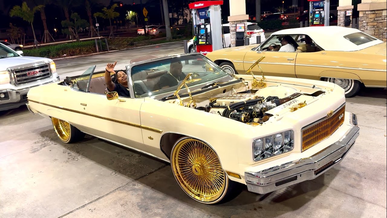 Holy Ghost 75 Chevy Caprice vert on gold 24" Daytons built by Baremo ...