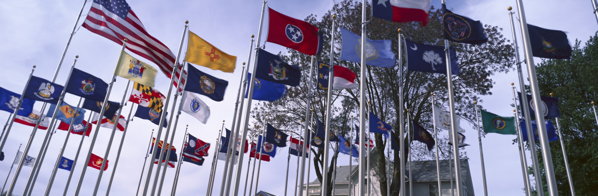 What do the 50 state flags of the US represent?