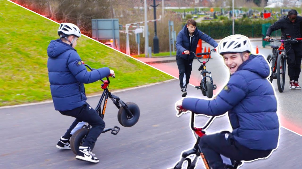 Downhill mini bike wheelies push limits