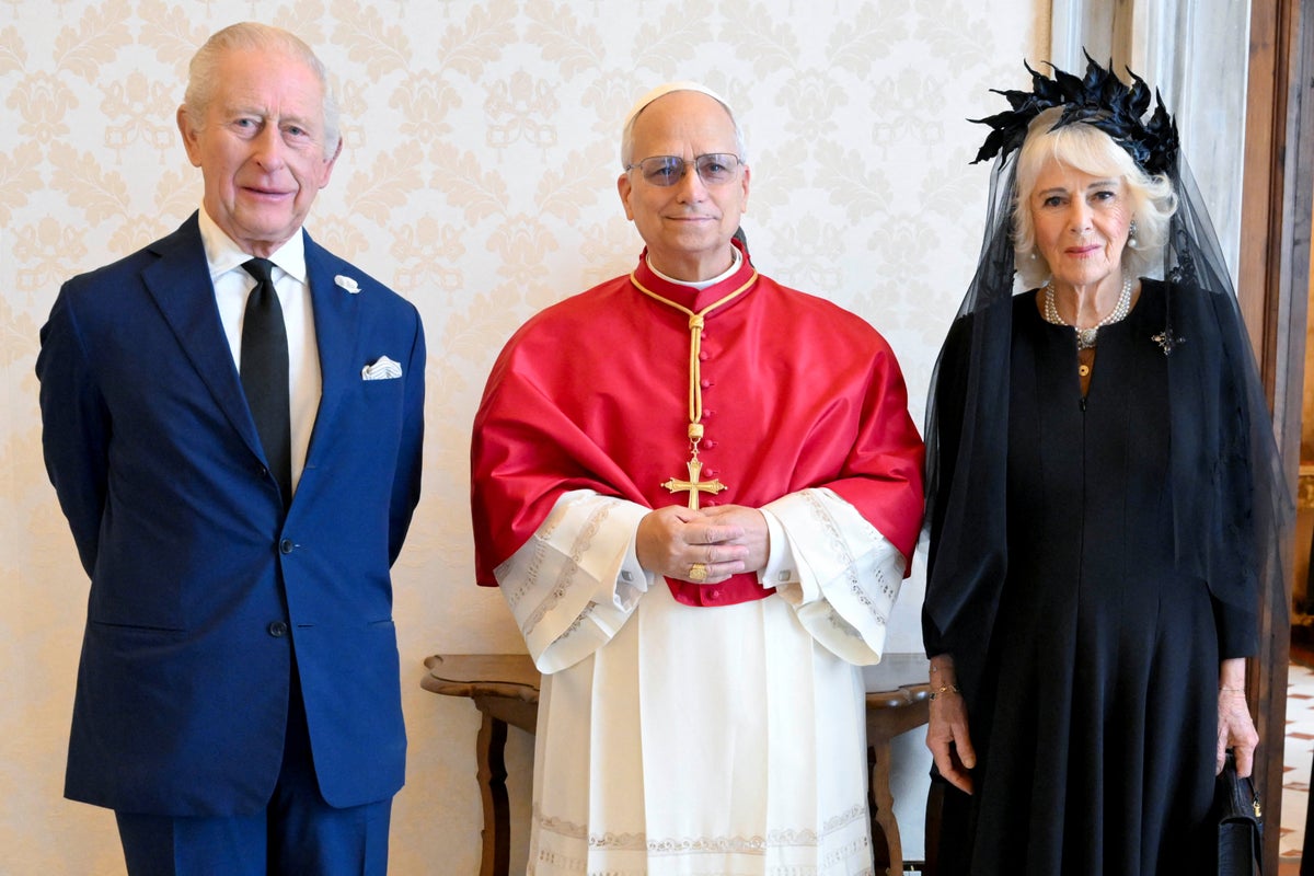 King Charles and Queen Camilla meet Pope Leo at Vatican as they begin ...