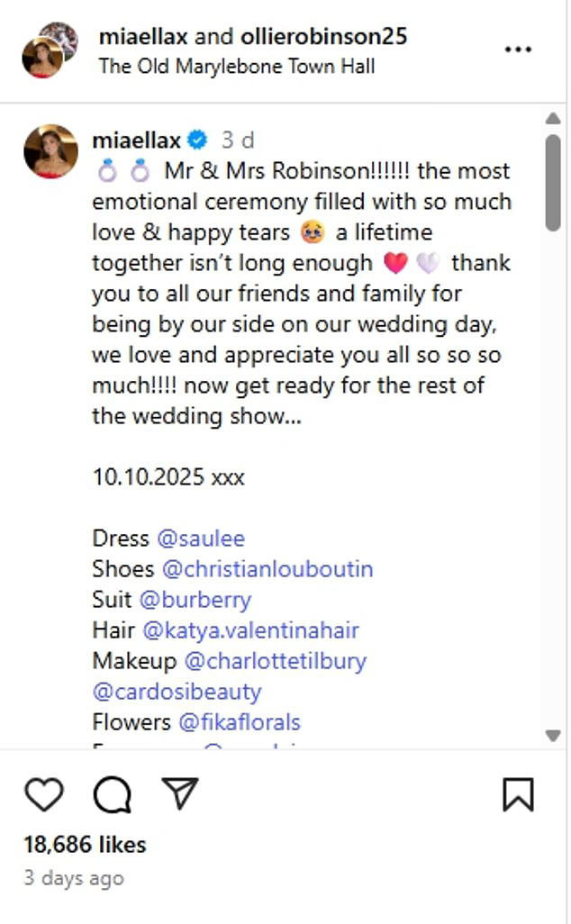 England cricket star Ollie Robinson weds influencer Mia Baker - who he ...
