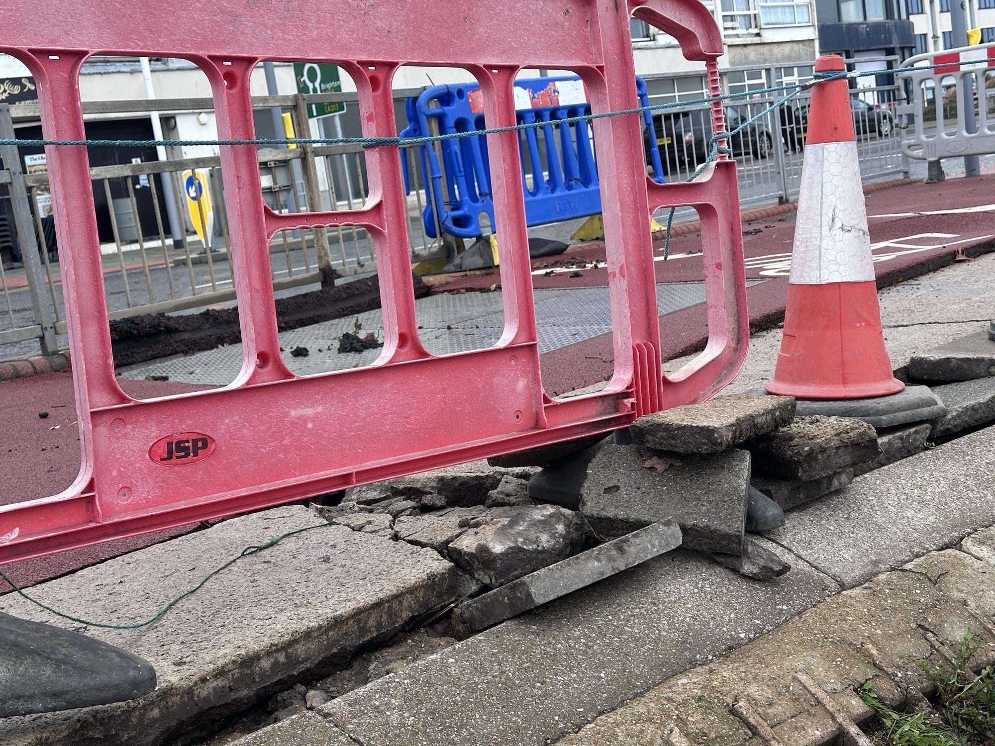 Hastings seafront pavement damaged following downpours of 'nearly 40mm ...