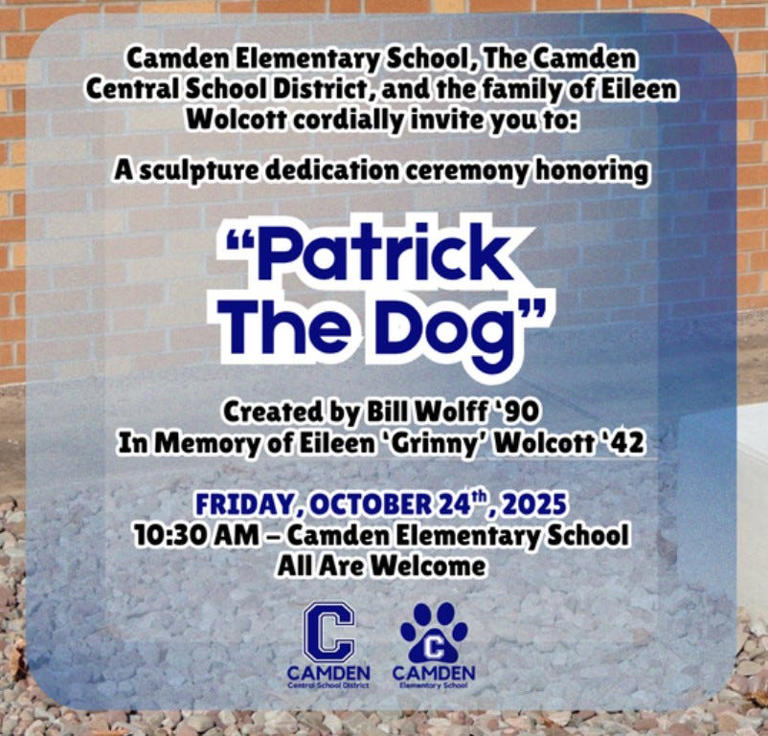 Statue of Patrick, an Irish setter dog from the '70s honored in Camden
