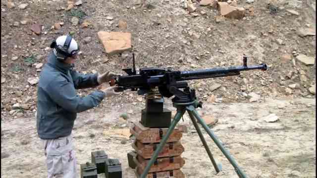 Firing the beast machine gun that guarded Soviet tanks