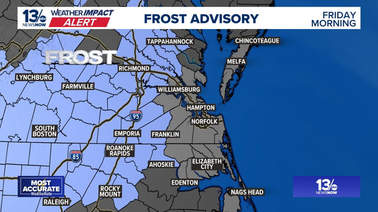 Frost advisory issued for parts of Virginia and North Carolina