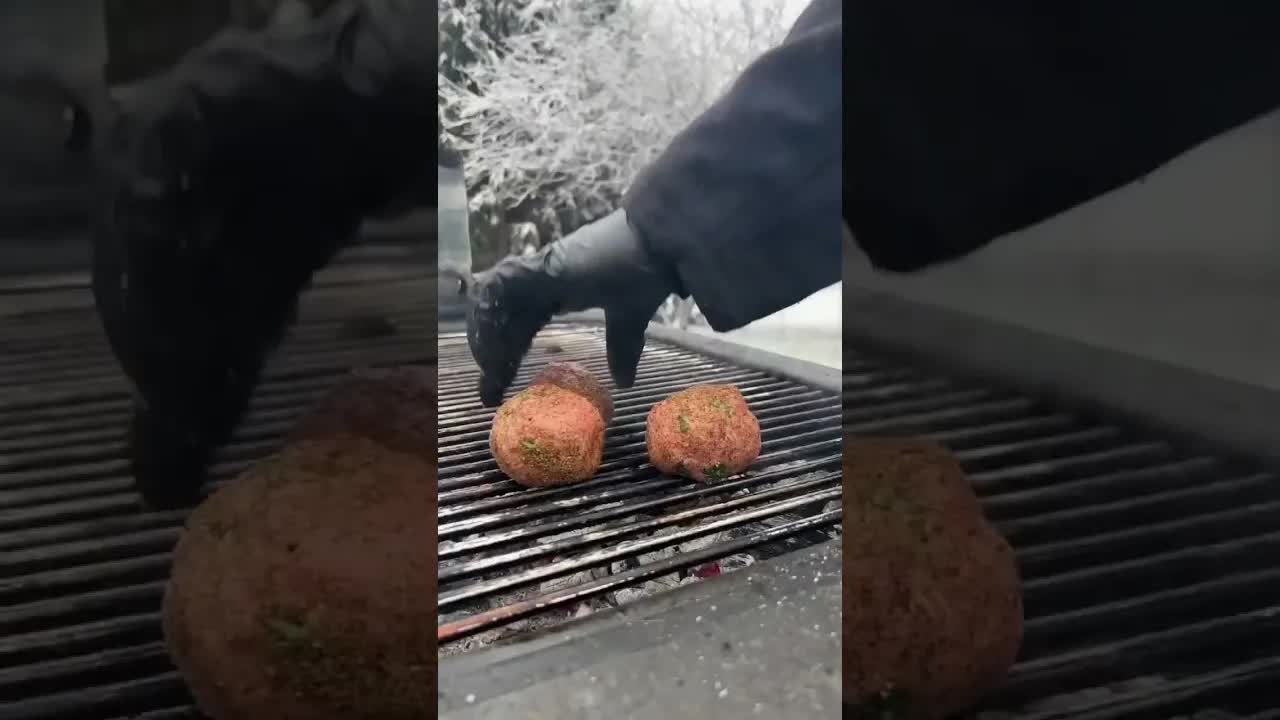 Cooking a Giant Meatball Sub in the Snow