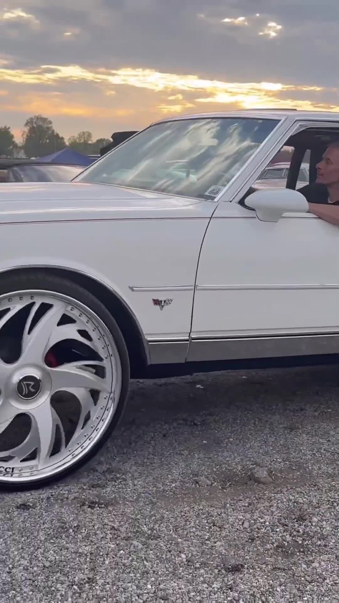 White box Chevy Brougham on 28’s Rufus at Midwest Fest 8