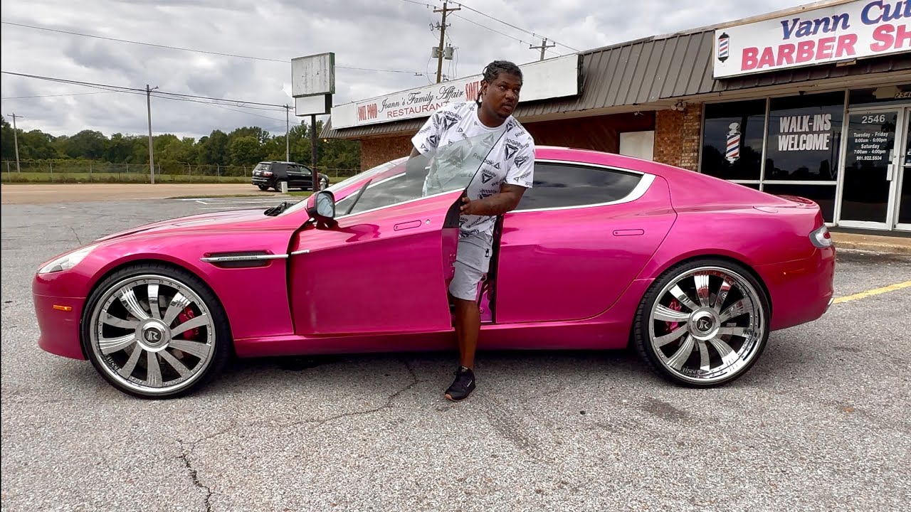 Candy Magenta Pink Aston Martin Rapide on 24's Rucci