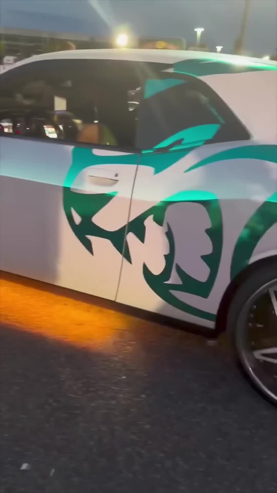 White Hellcat Challenger on 24’s Riding