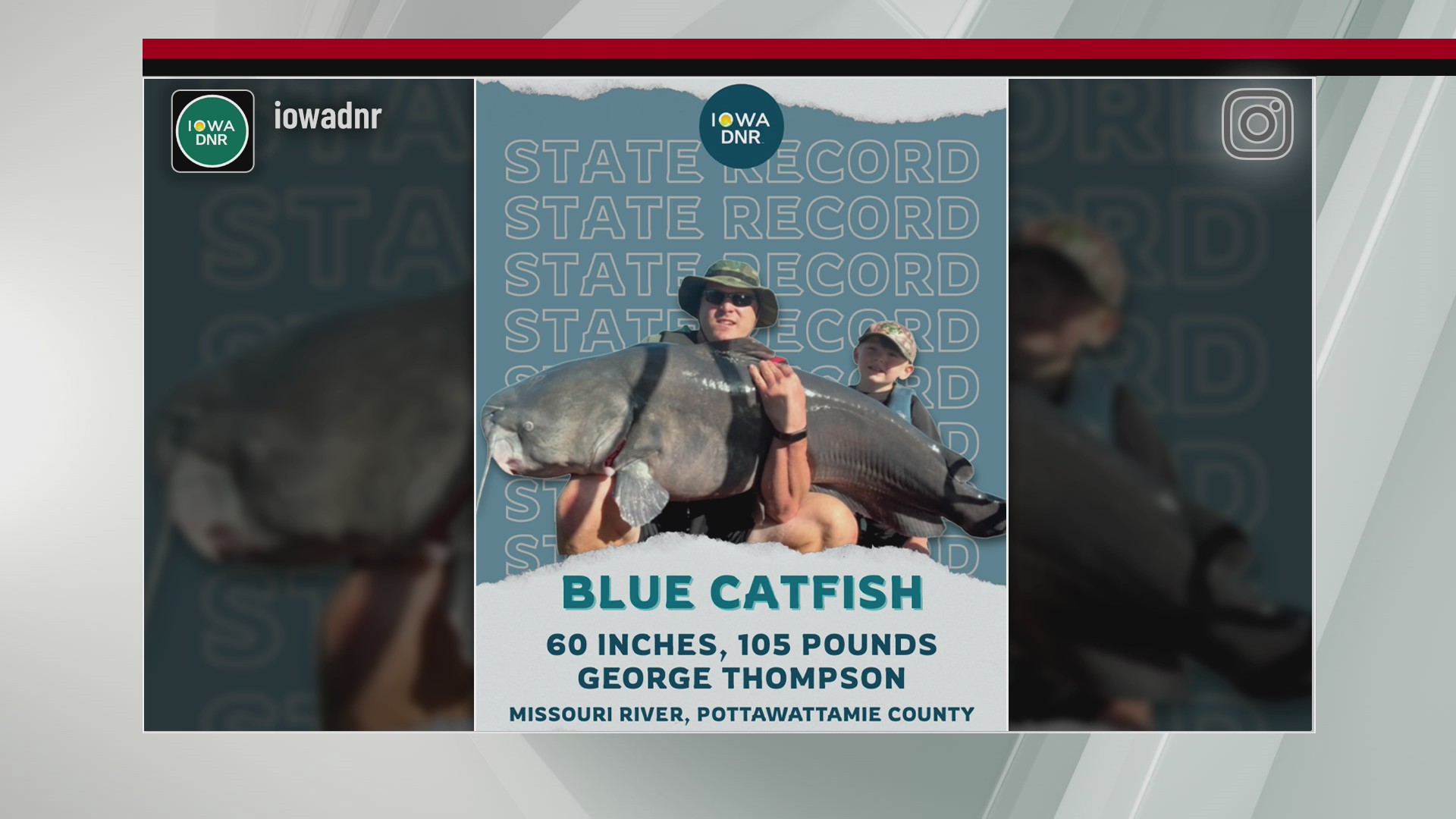Iowa's biggest blue catfish record broken with 105-pound catch