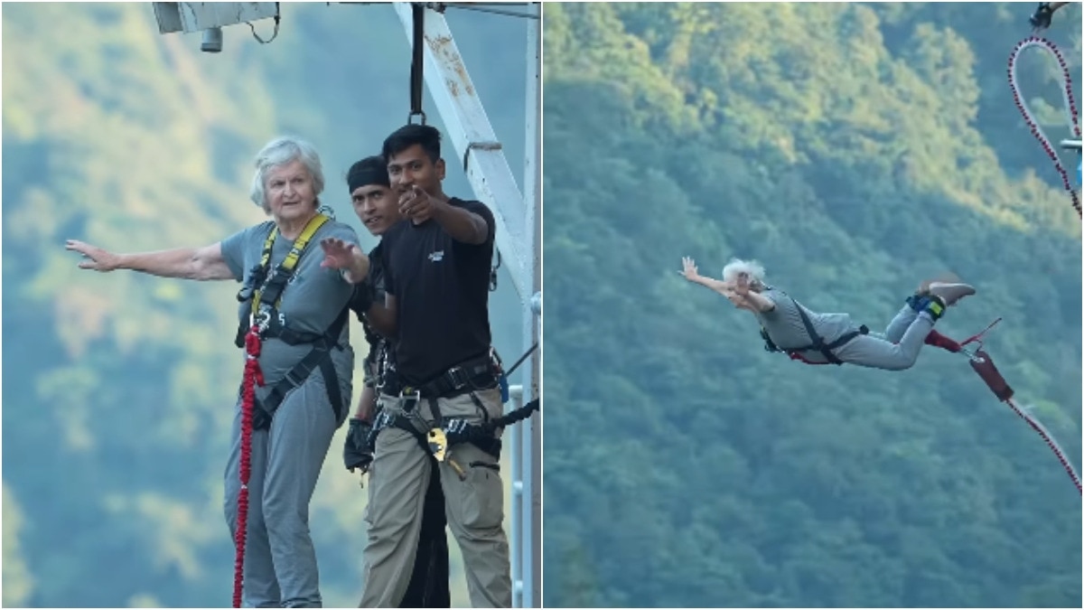 82-year-old woman defies age with stunning bungee jump in Rishikesh ...