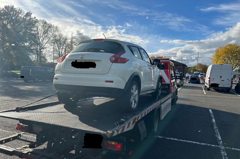 Car with cord exposed on bold tyre seized at M6 services near Coventry