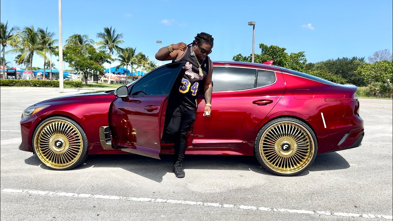 Candy Brandywine Kia Stinger on gold 24" Forgiatos