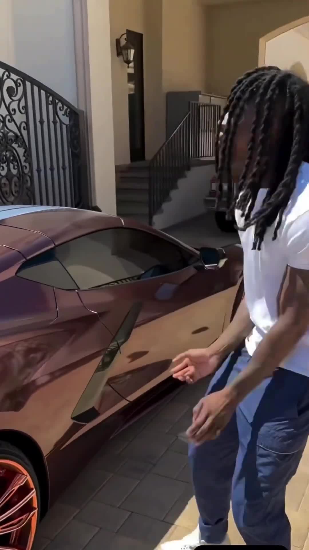 Polo G’s C8 Corvette on Rosegold Forgiatos