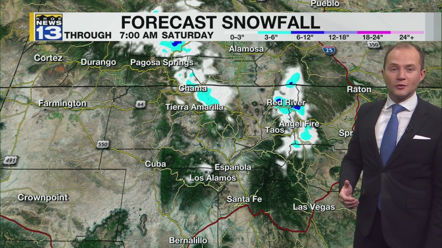 Mountain snow and rain returns to parts of New Mexico Friday