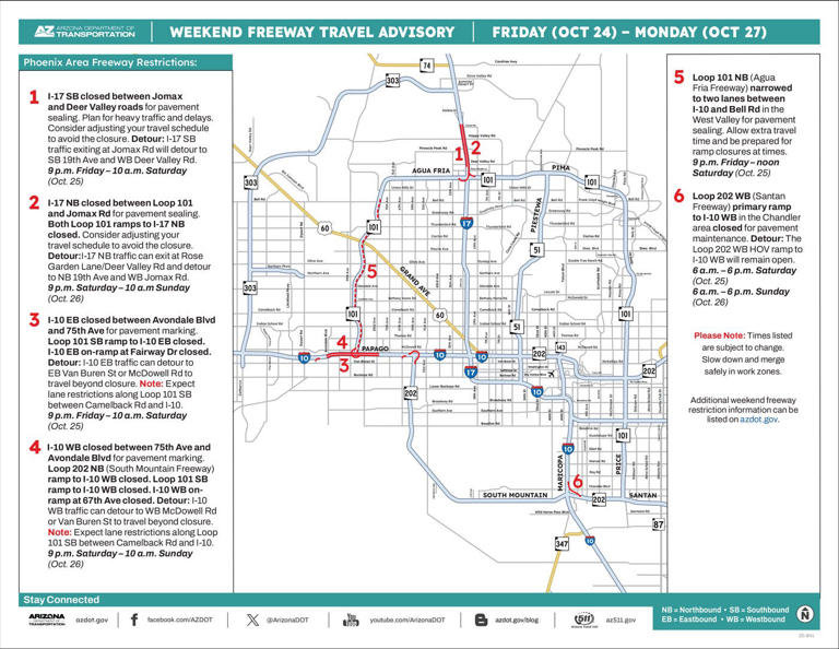 Stretches of I-10 and I-17 will be closed this weekend. Here's when and ...