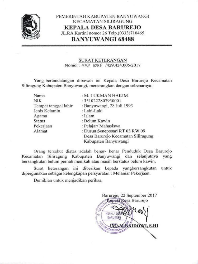 Cara membuat dan contoh surat keterangan belum menikah