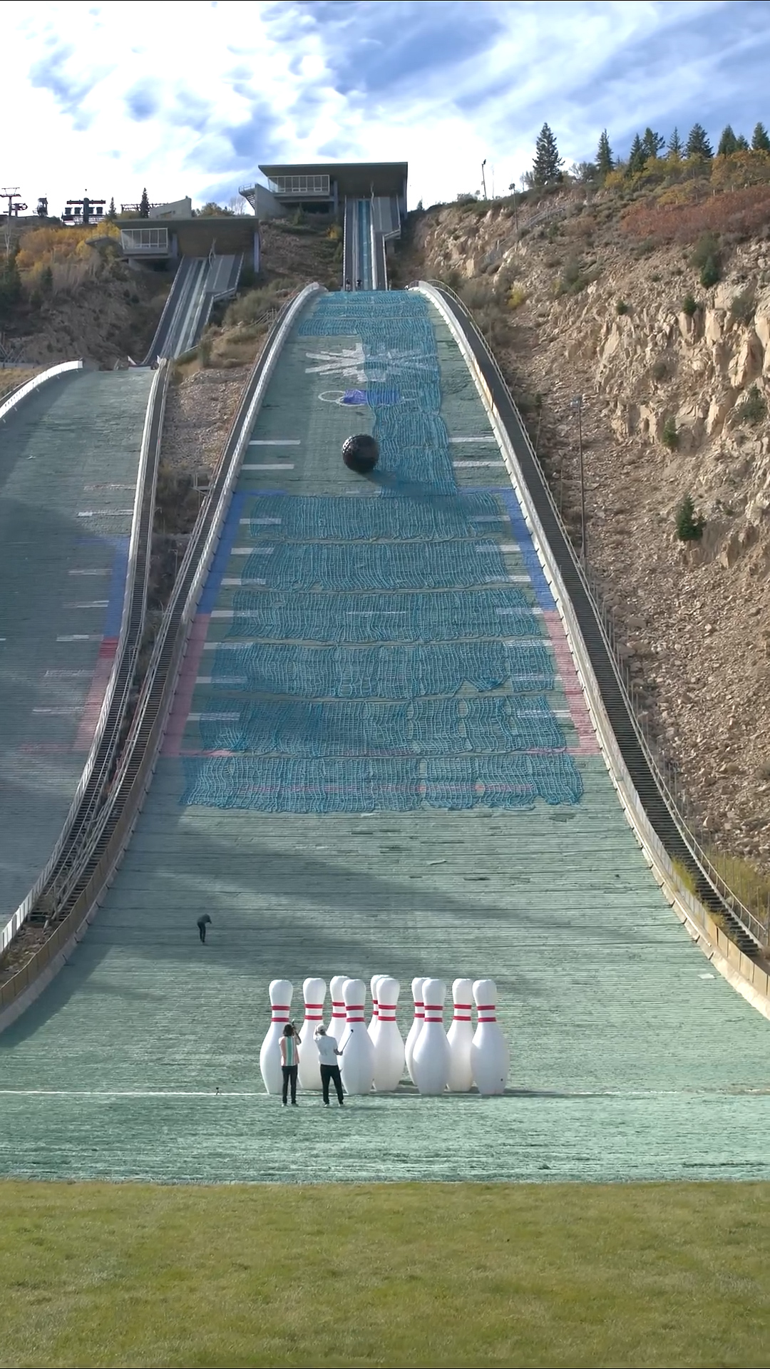 World’s Largest Bowling Ball Down an Olympic Ski Jump