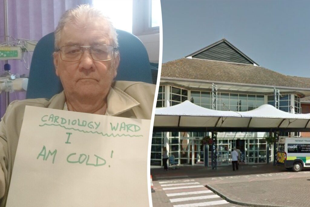 NHS hospital patient holds up ‘I am cold!’ sign in protest over ward ...