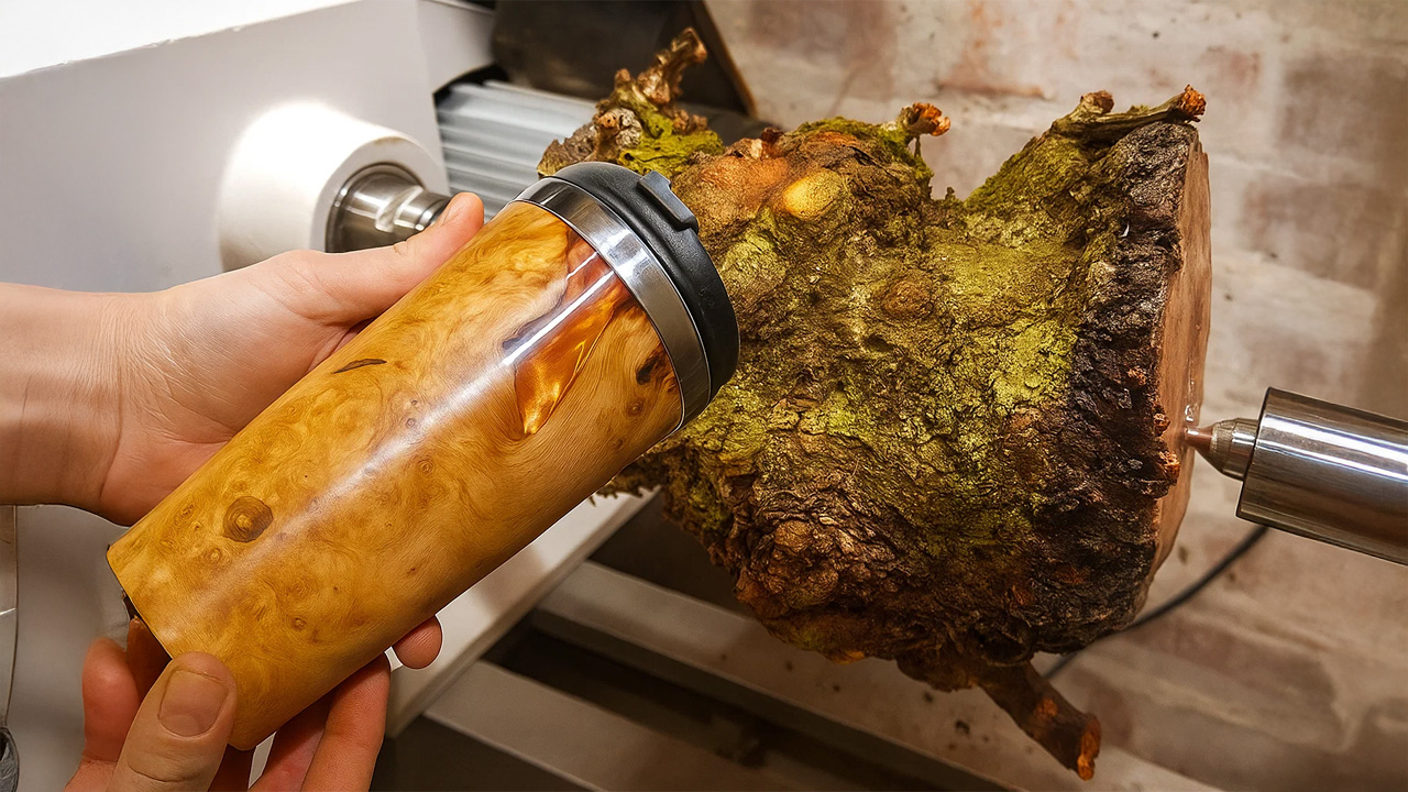 From log to coffee mug - woodturning magic