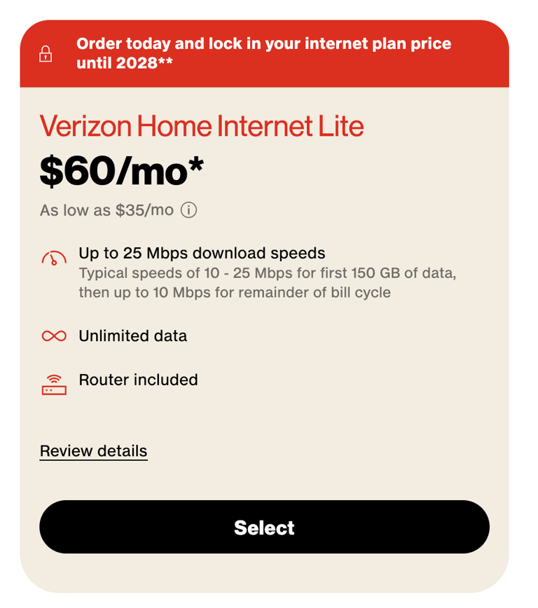 Verizon launches Lite home internet for people in limited coverage areas