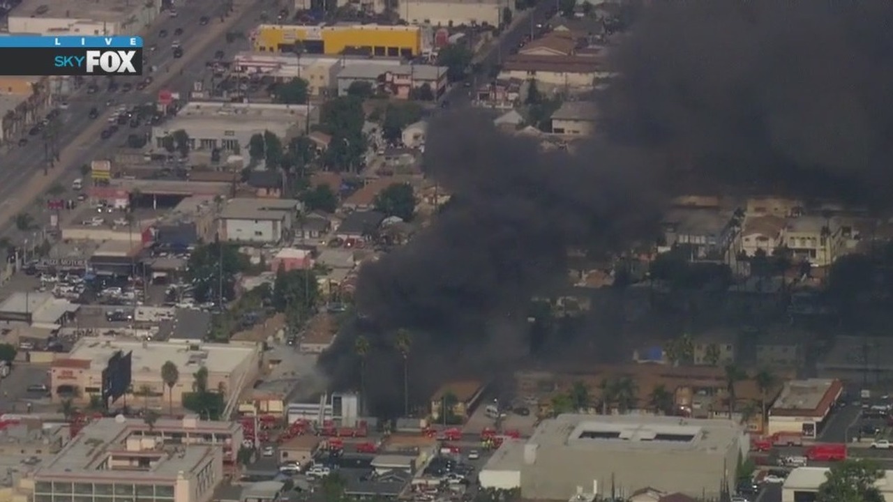 Fire erupts in Inglewood