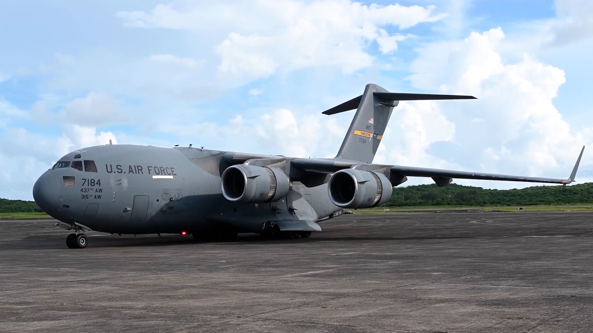 Air Force C-17 Globemaster Aircraft Takes Off